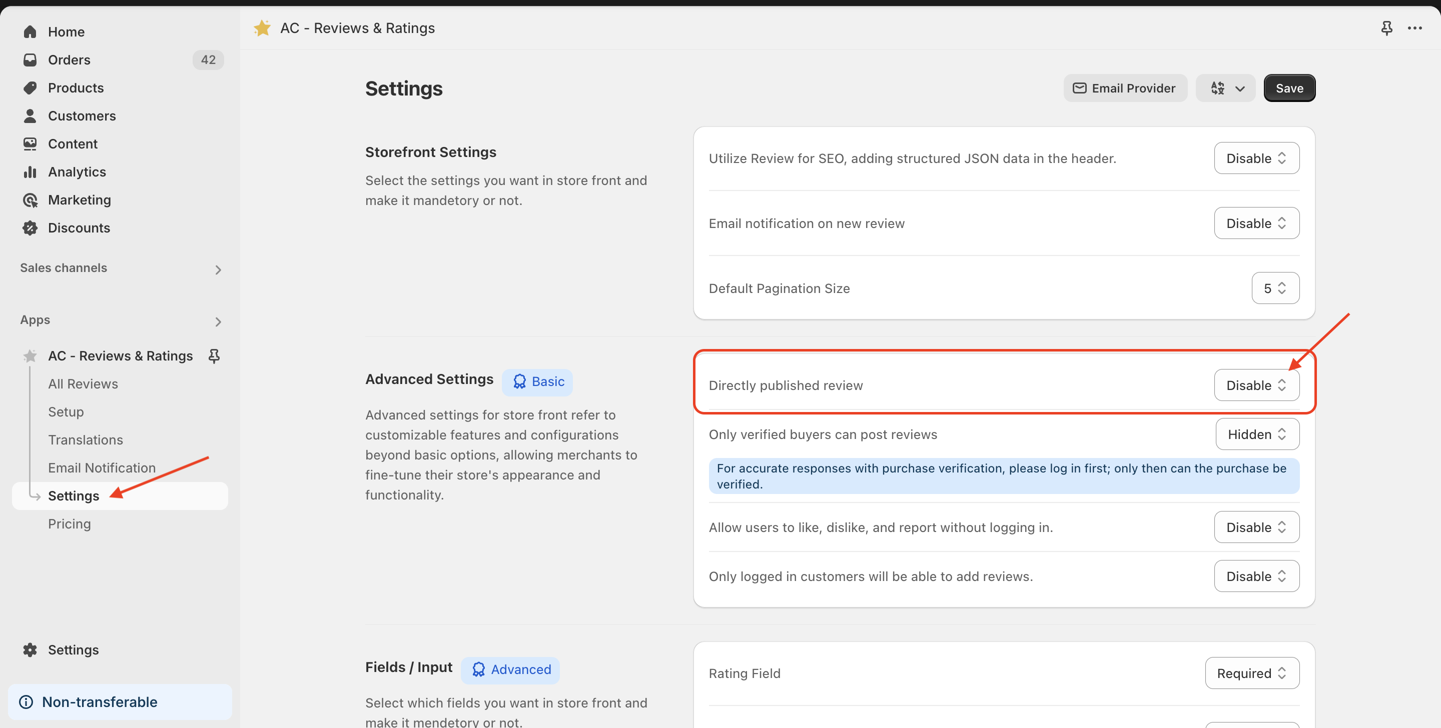 How to Enable or Disable Direct Publishing of Reviews in Shopify? | Appify Commerce